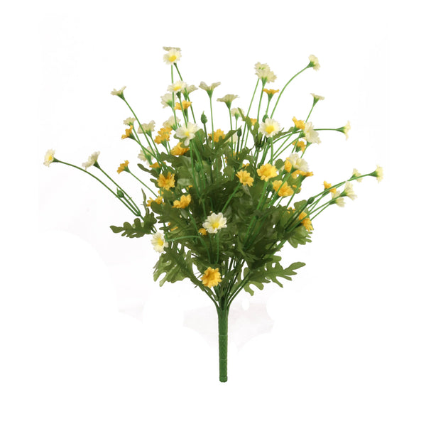 17" Yellow/White Daisy Bush - 12 Pieces Set, Floral Home by Artificial ...